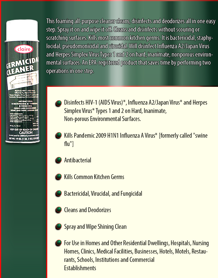 Floor Chemical (Disinfectant / Germicidal) Claire Germicidal Cleaner ...