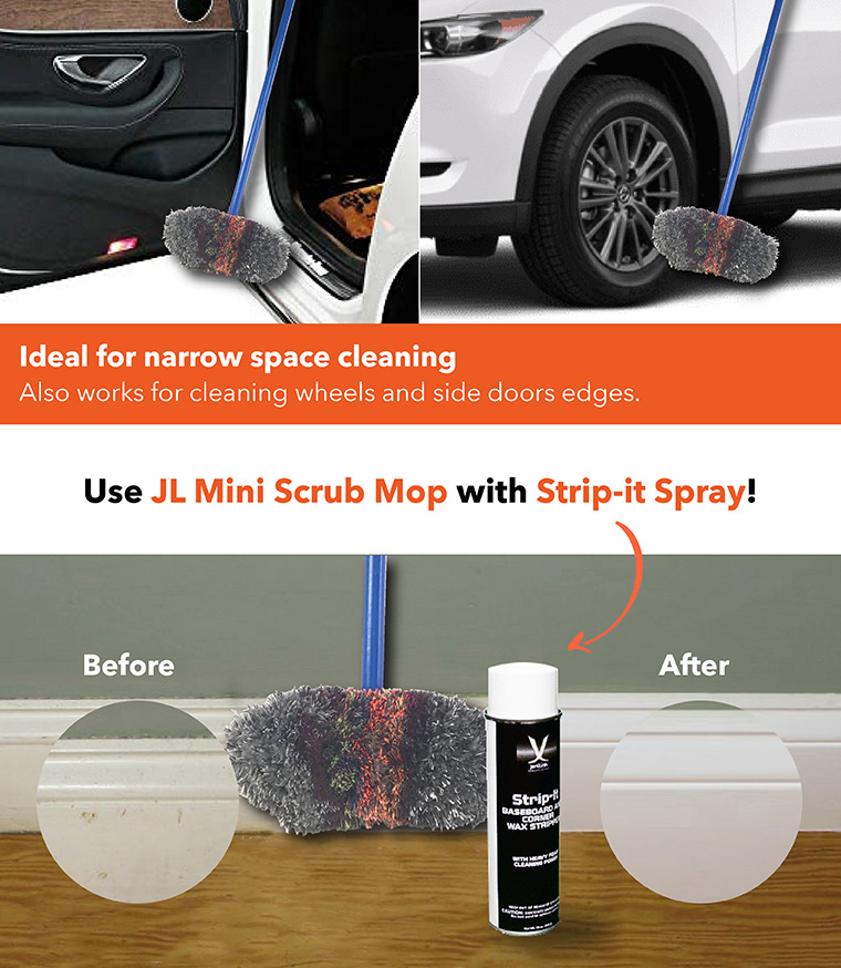 JL Power Scrub Mop - Baseboard & Multi-Use cleaning mop